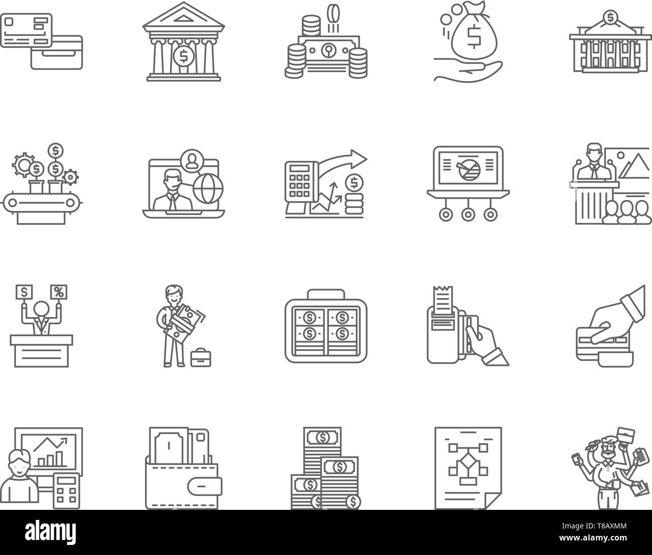 Investment services line icons, signs, vector set, outline illustration ...