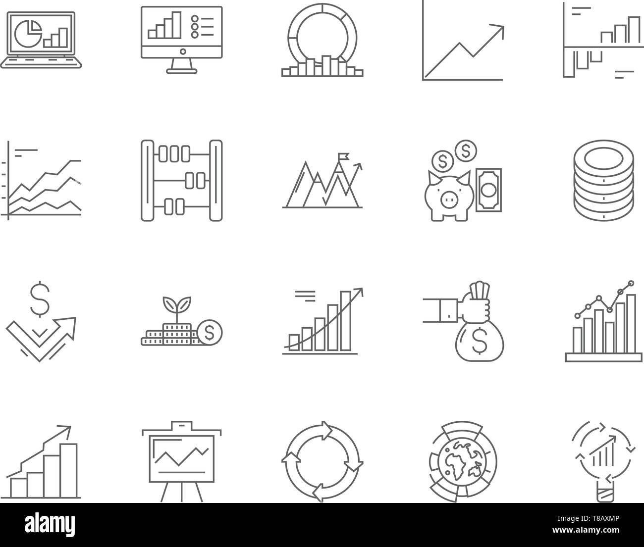 Investments line icons, signs, vector set, outline illustration concept ...