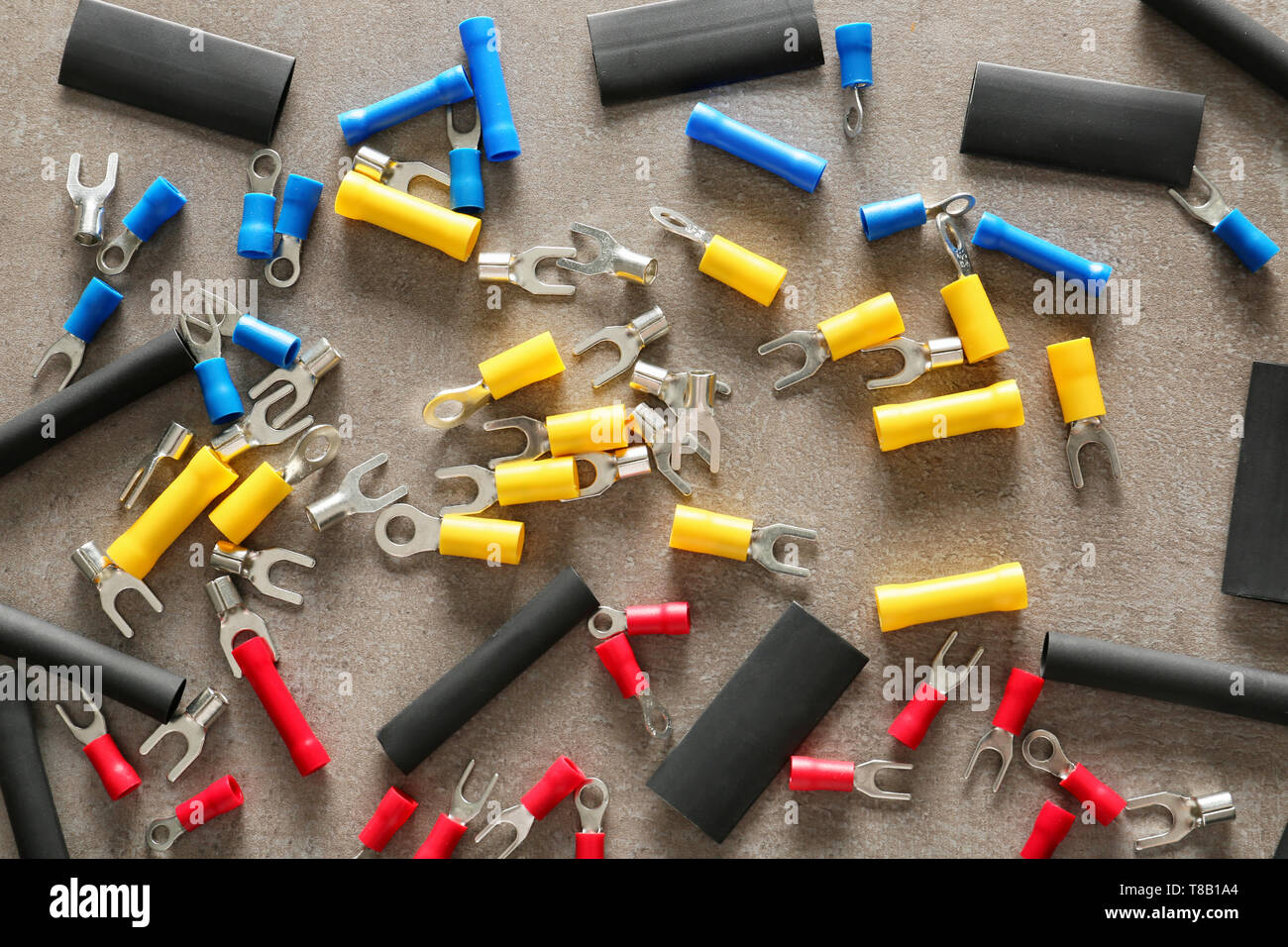 Different terminal ends on grey background Stock Photo - Alamy