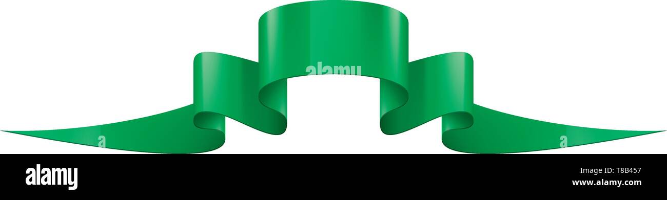 green ribbon on white background. Vector illustration Stock Vector ...