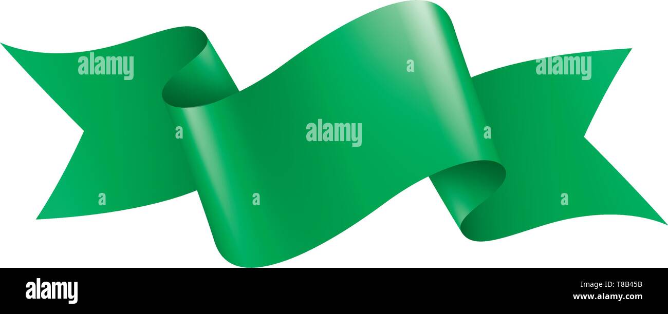 green ribbon on white background. Vector illustration Stock Vector ...