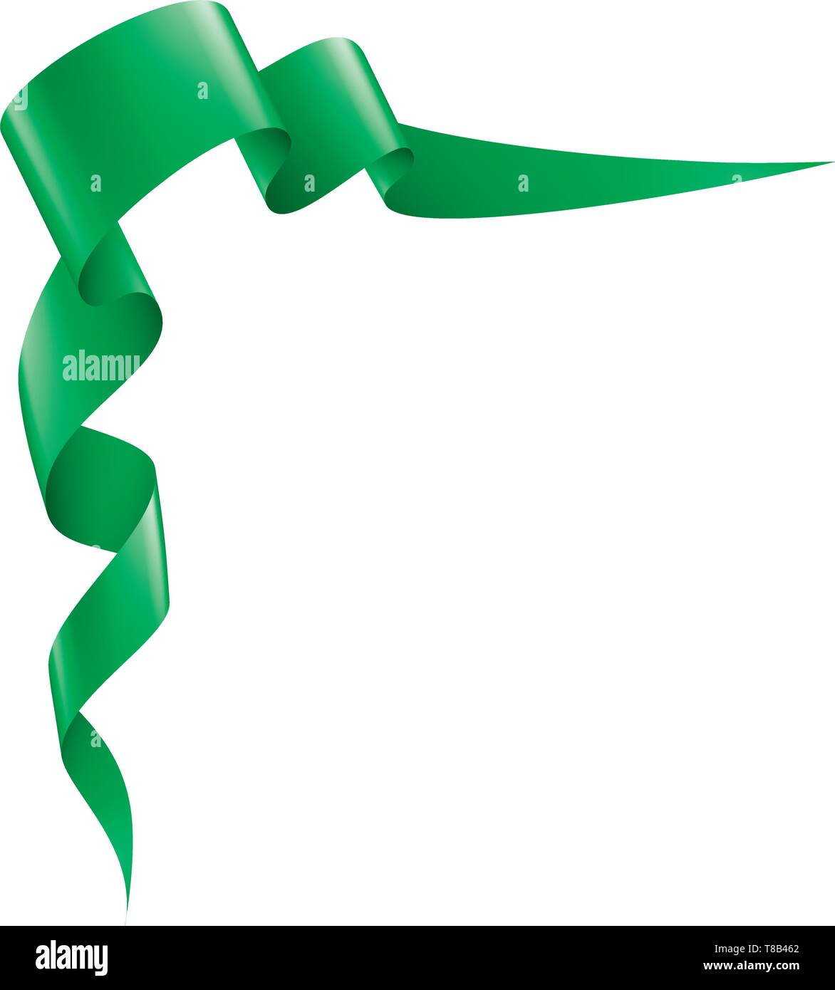 green ribbon on white background. Vector illustration Stock Vector ...
