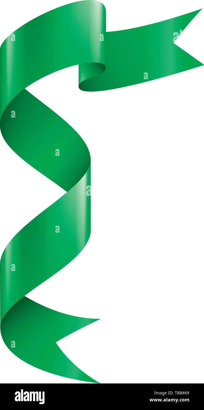 green ribbon on white background. Vector illustration Stock Vector ...