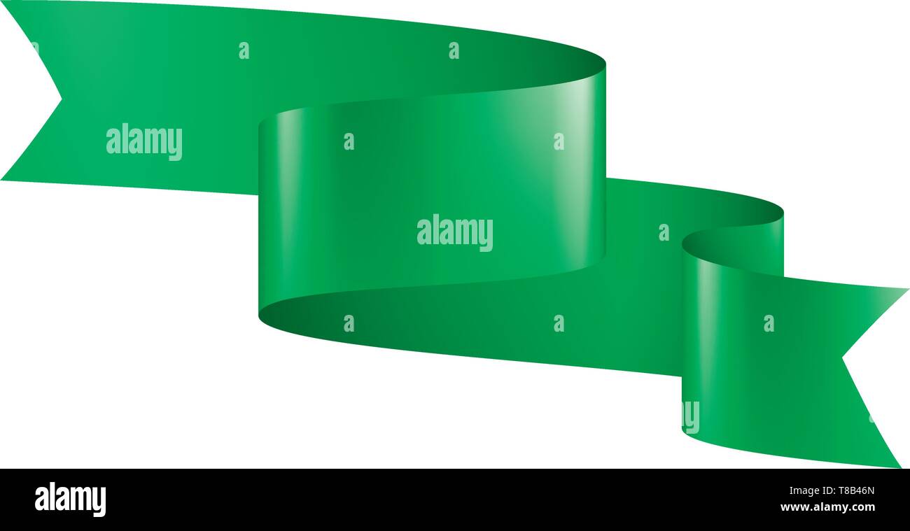 green ribbon on white background. Vector illustration Stock Vector ...