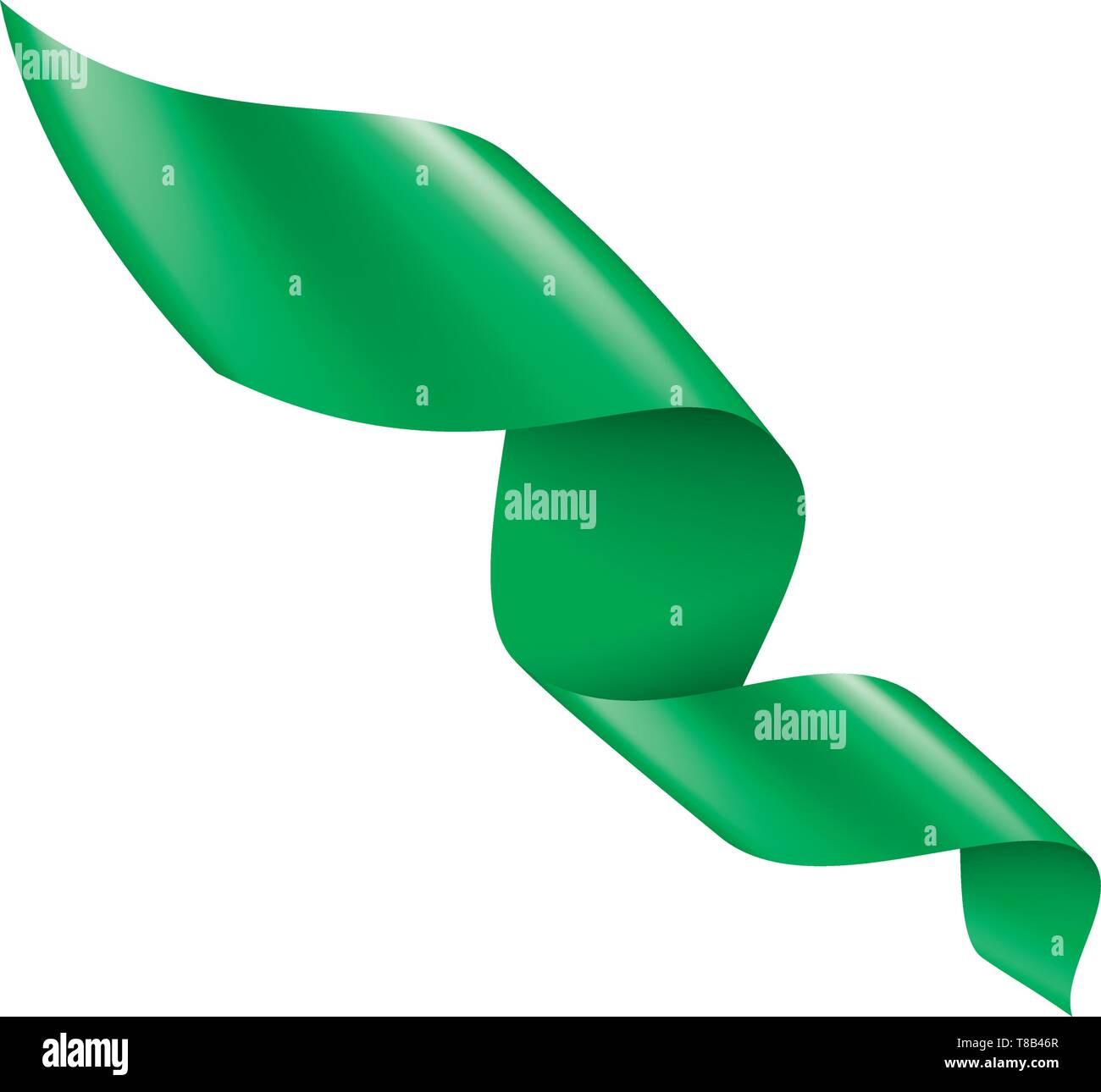 green ribbon on white background. Vector illustration Stock Vector ...