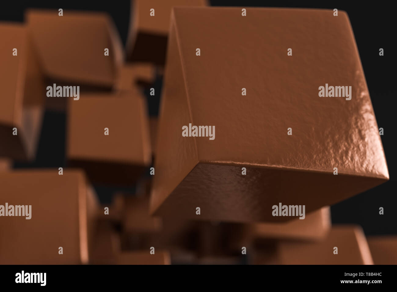 3d rendering, creative cubes with warped shape. Computer digital image ...