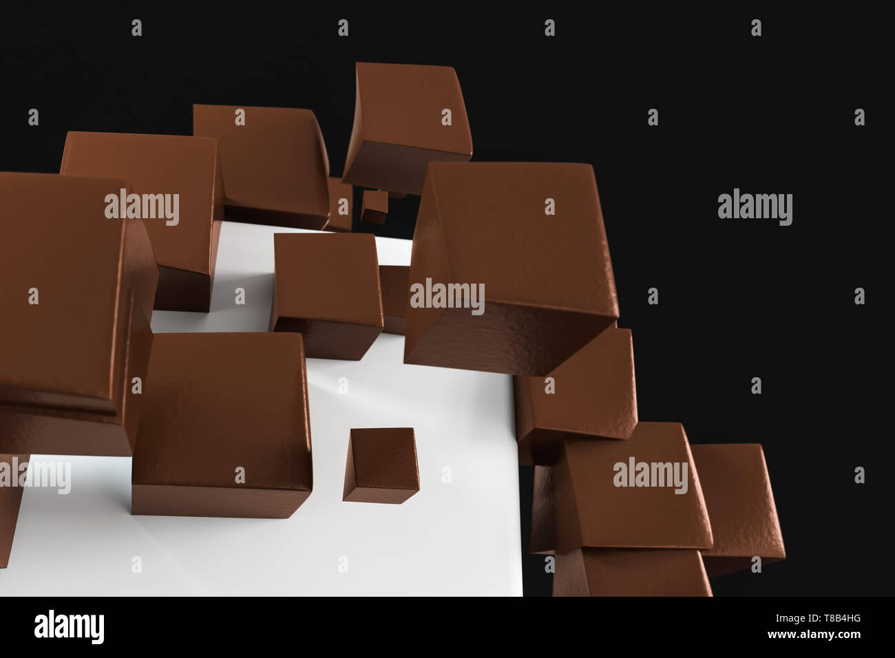 3d rendering, creative cubes with warped shape. Computer digital image ...