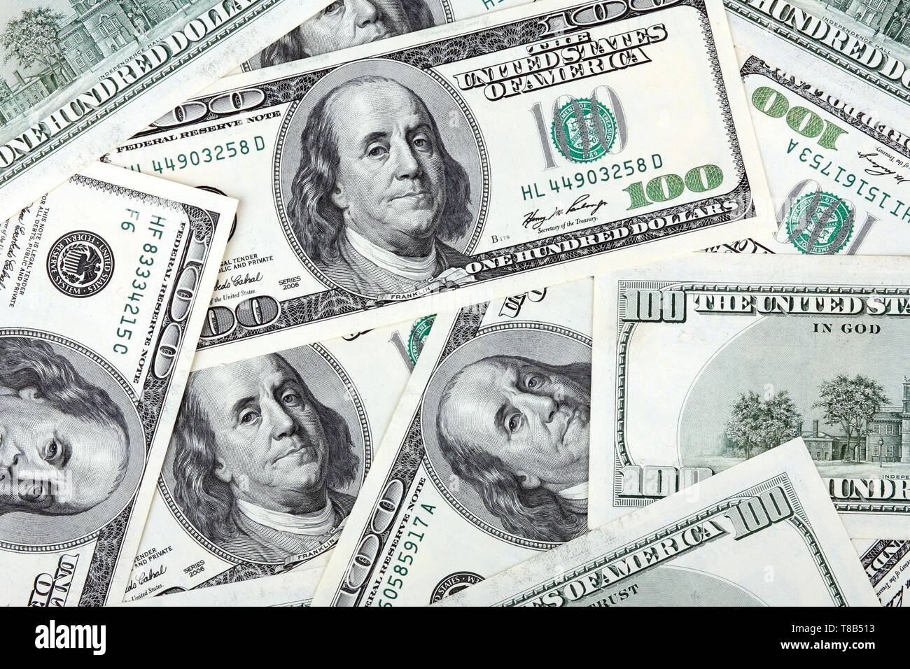 american dollars banknote of hundreds Stock Photo - Alamy