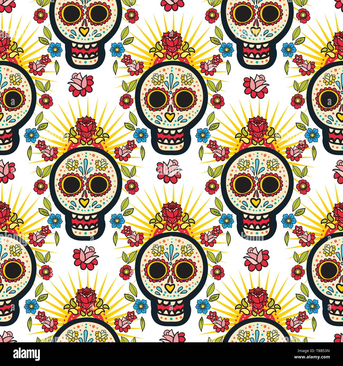 Mexican folk skulls Stock Vector Images - Alamy