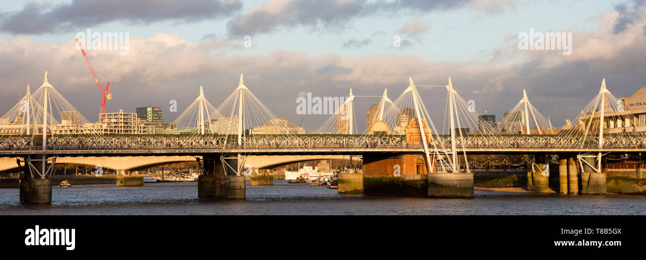 Hungerford Bridge and Golden Jubilee Bridge, Thames, London, England ...