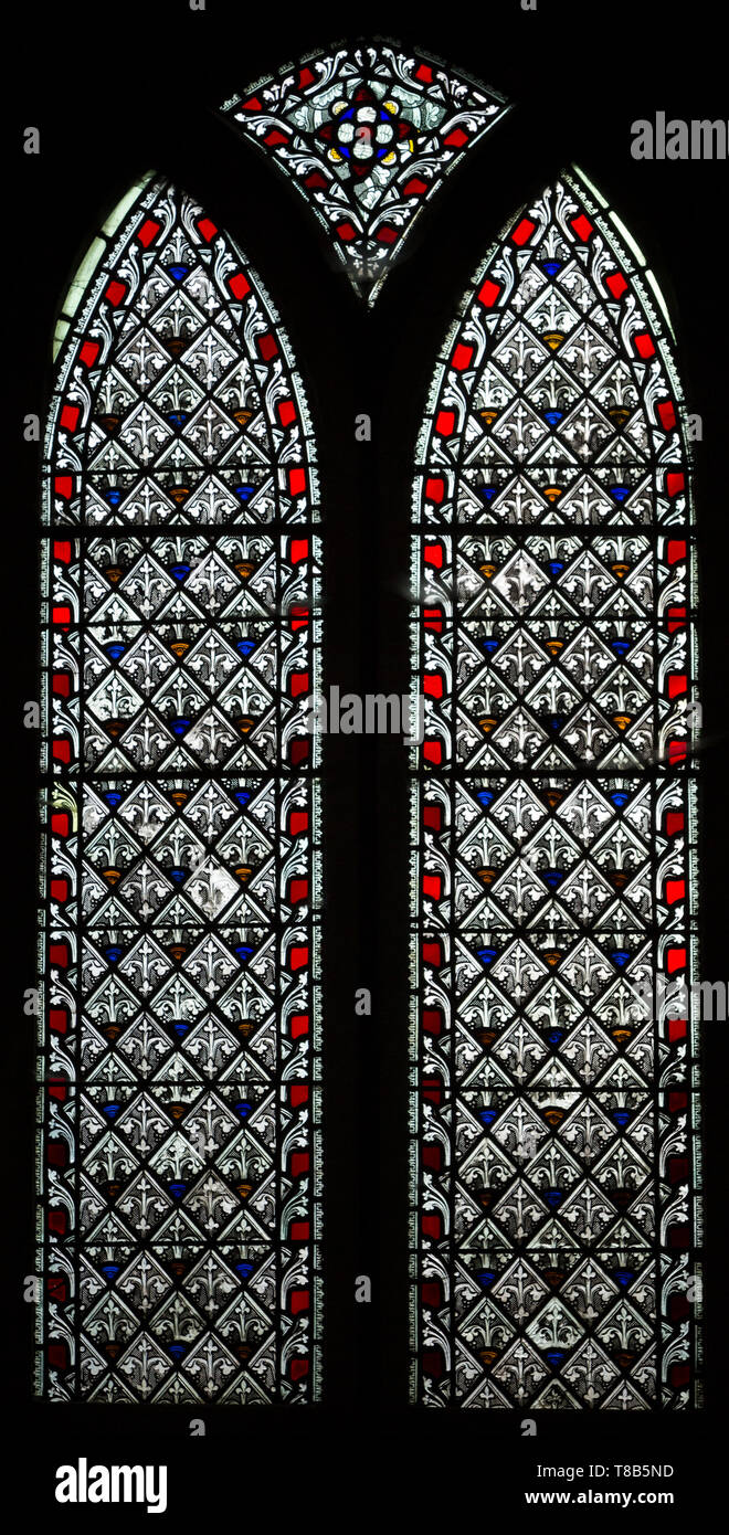 Stained glass window fleur de lis stylised lilies, by James Powell and ...