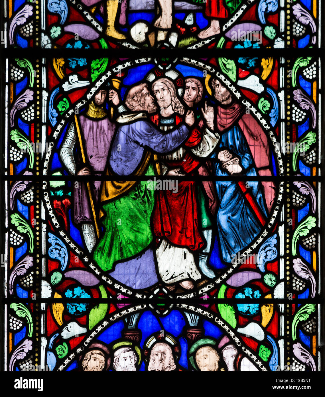 Stained glass window ofJ udas and Christ by William Wailes dated 1860 ...