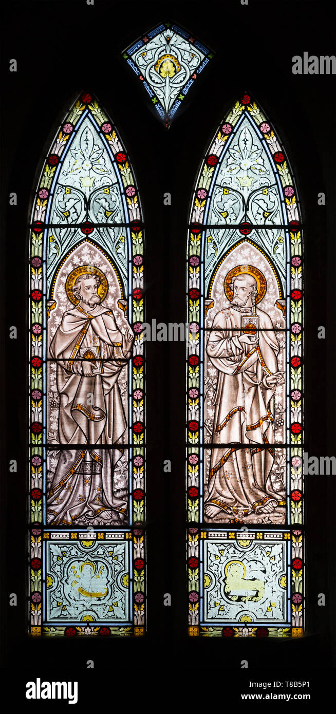 Nineteenth century Victorian stained glass window Saint Luke and Saint ...