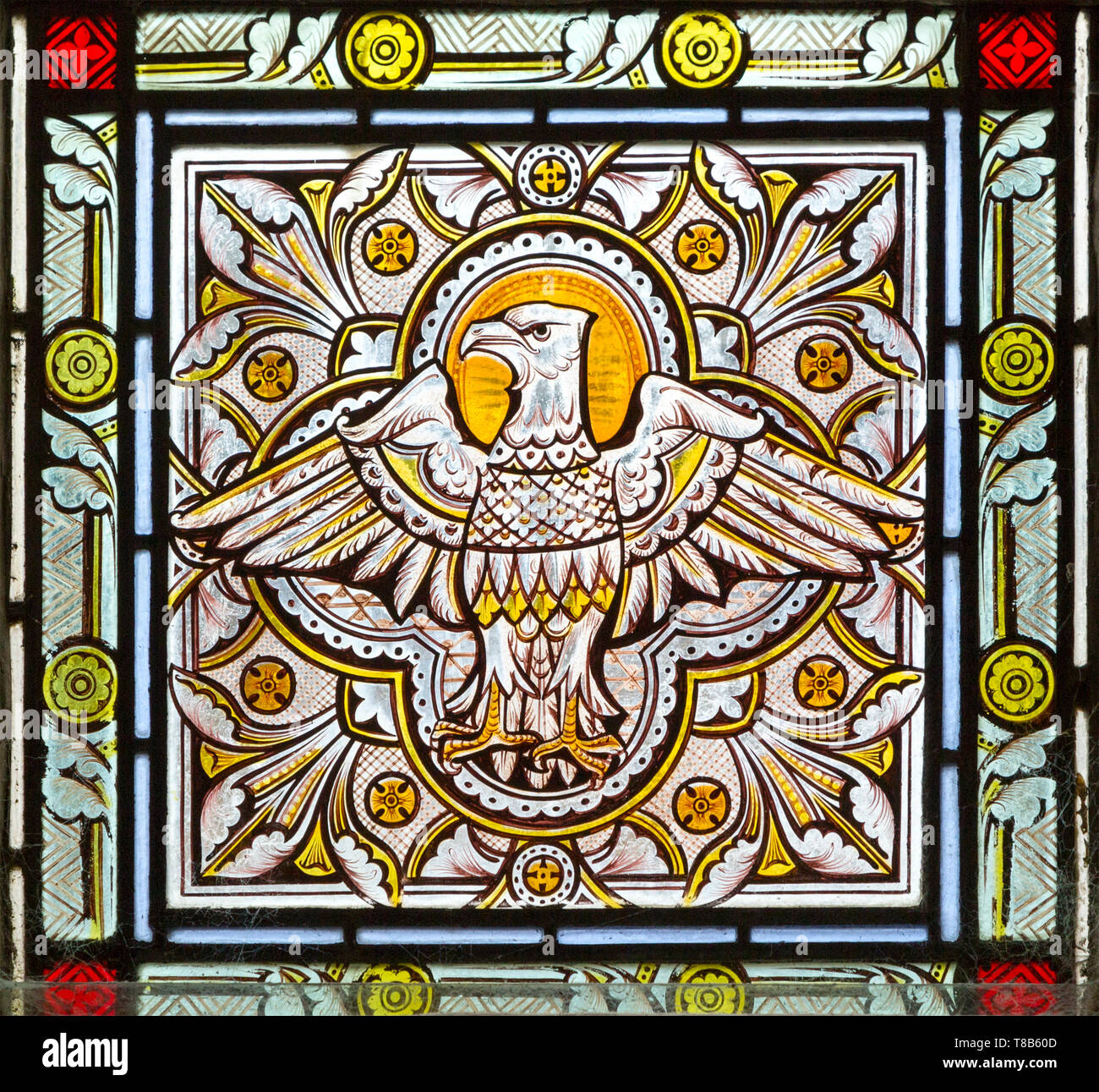 Nineteenth century Victorian stained glass eagle symbol of Saint John ...