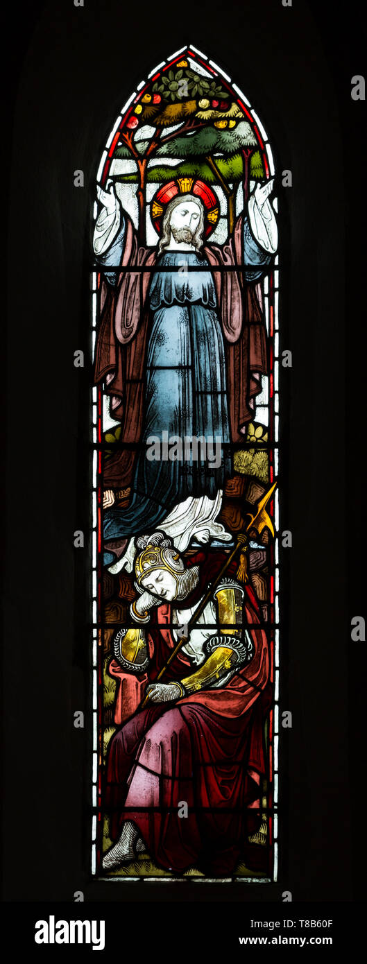Stained glass window resurrection Jesus Christ Bishops Cannings church ...