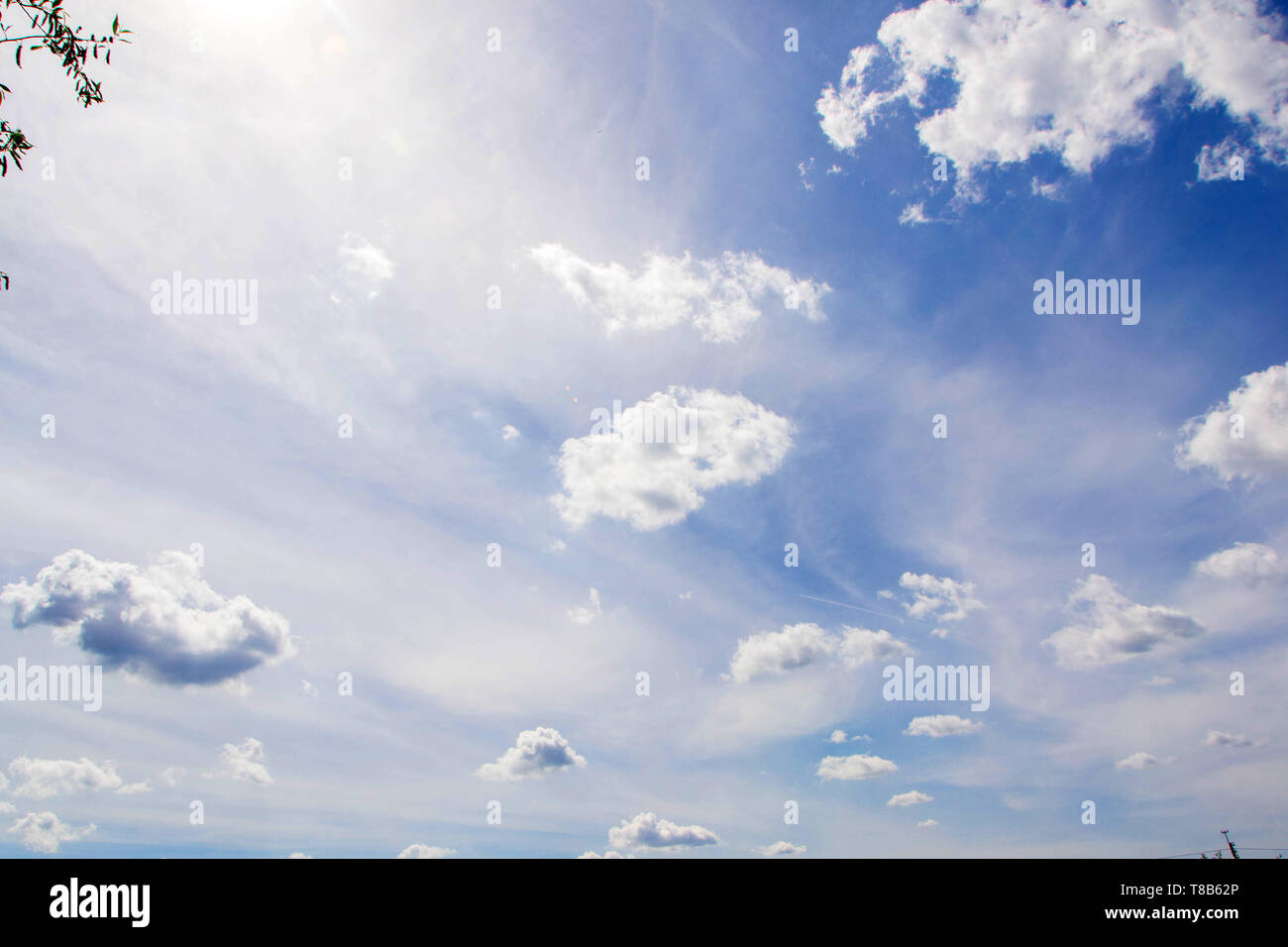 Air clouds in the blue sky. Natural banner - Image Stock Photo - Alamy