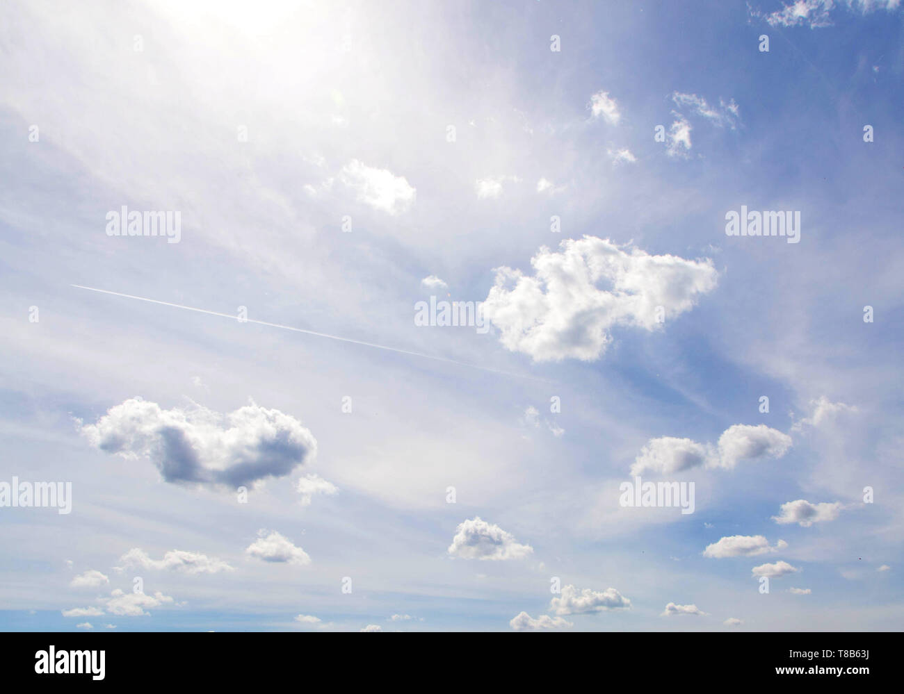 Air clouds in the blue sky. Natural banner - Image Stock Photo - Alamy