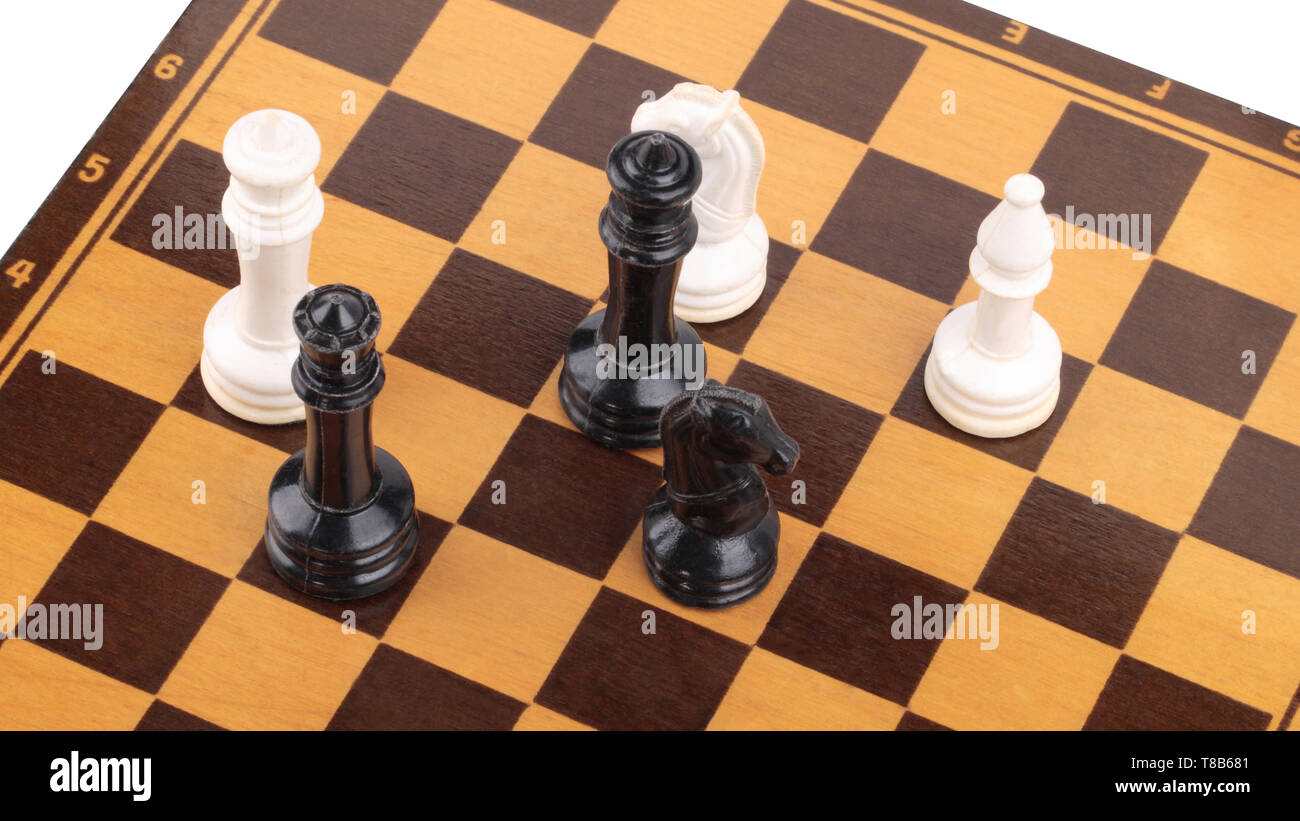 wooden checkerboard with figures Stock Photo - Alamy