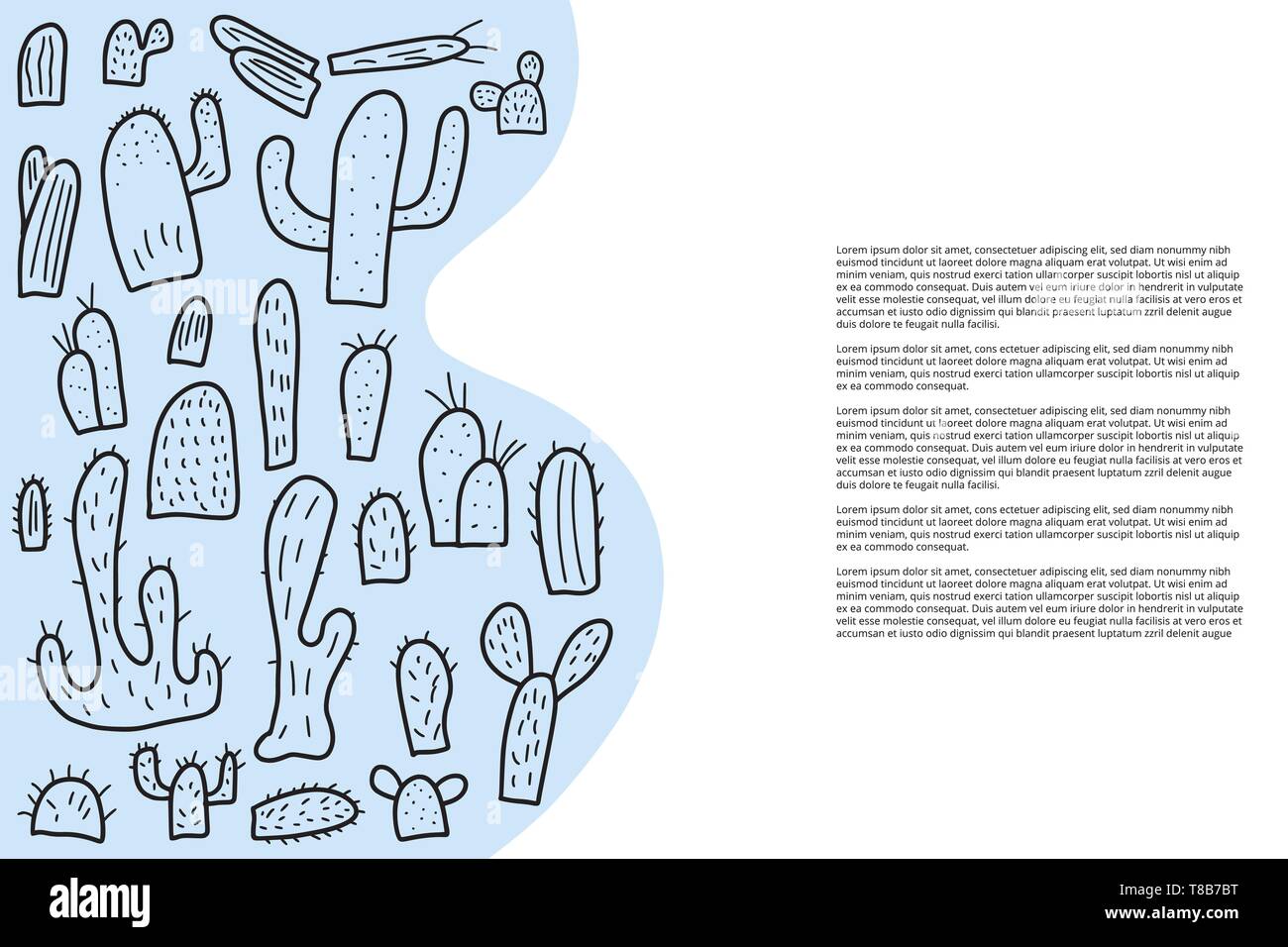 Vector cactus set. Templates of banner composition in doodle style ...