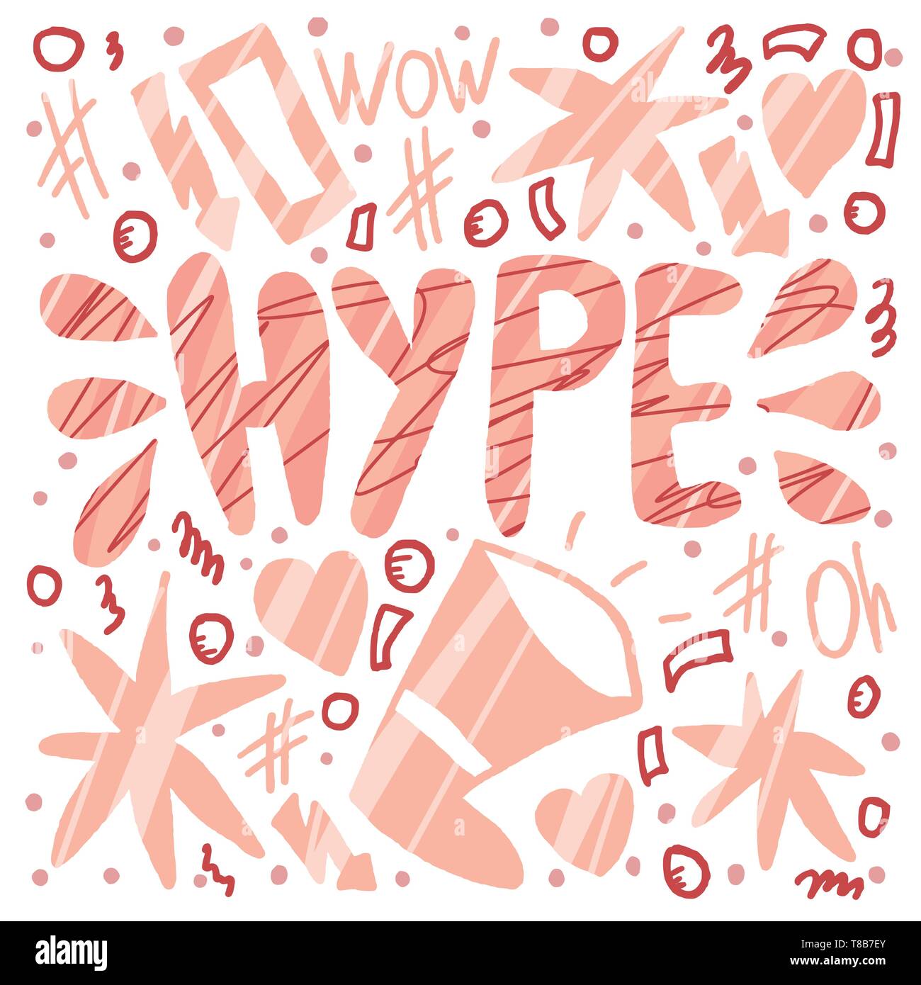 Hype handwritten lettering with decoration in flat style. Poster vector ...
