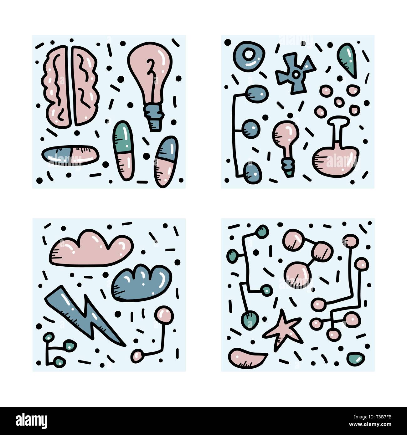 Innovation concept in doodle style. Vector symbols illustration Stock ...