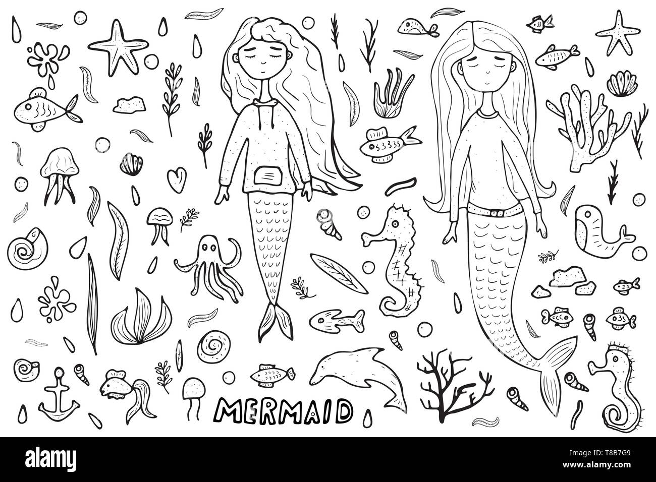 Mermaid Underwater Drawing