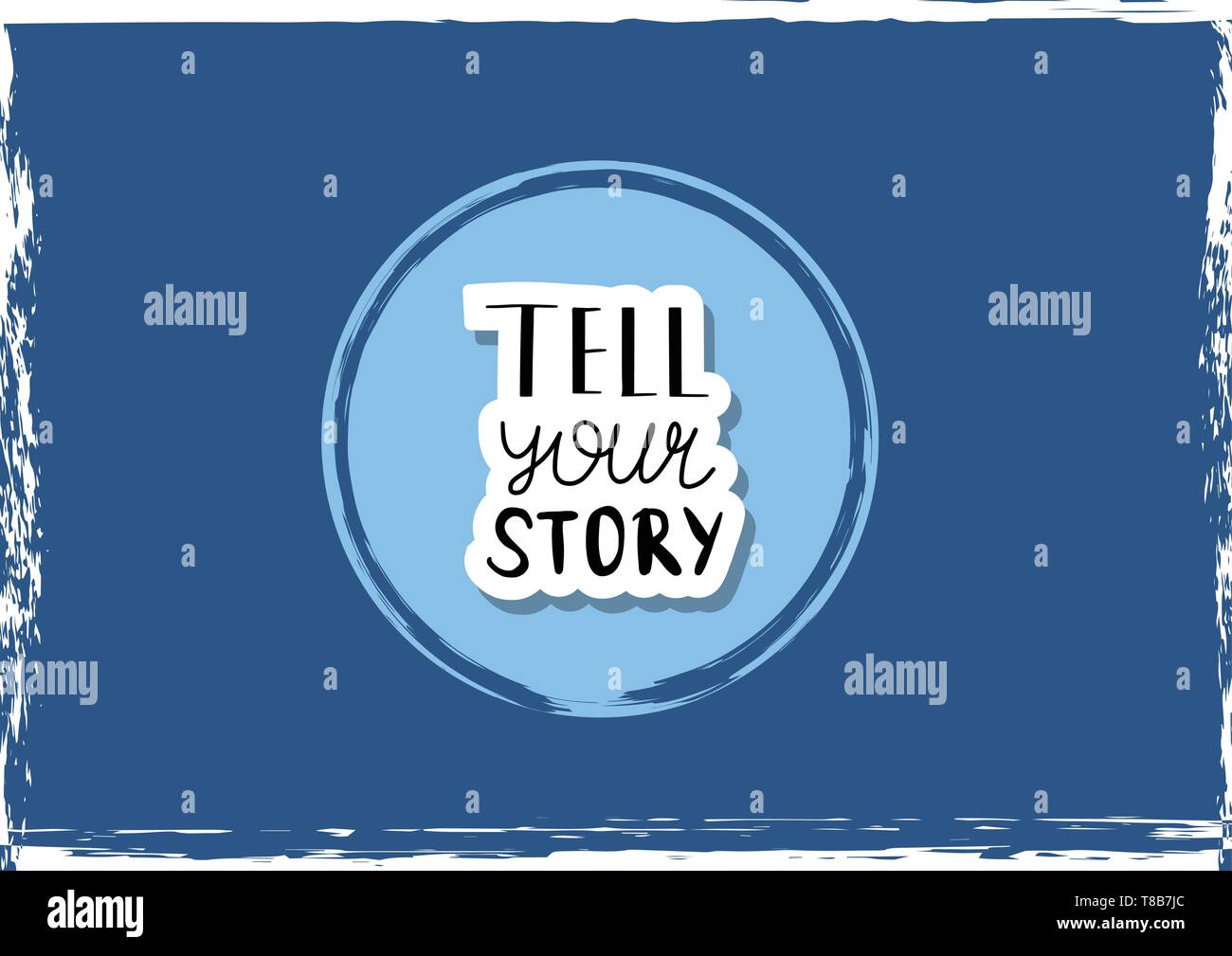 Tell your story handwritten lettering with decoration. Poster vector ...
