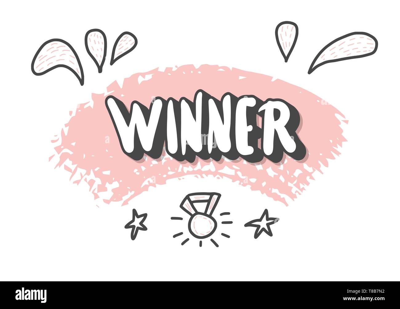 Winner lettering with decoration. Hanwritten quote conceptual ...