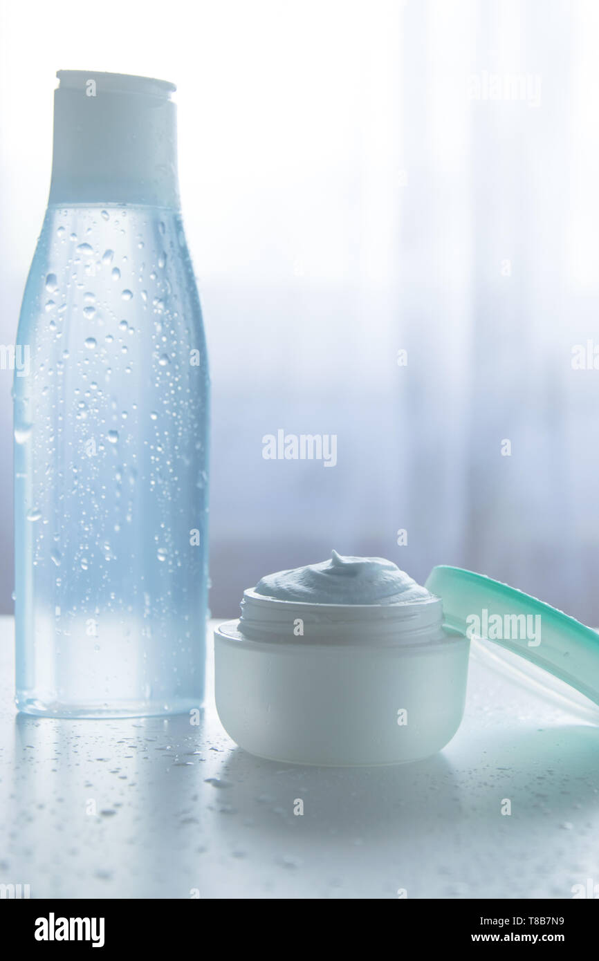 Refreshing skin care products. Health care cosmetics objects Stock ...