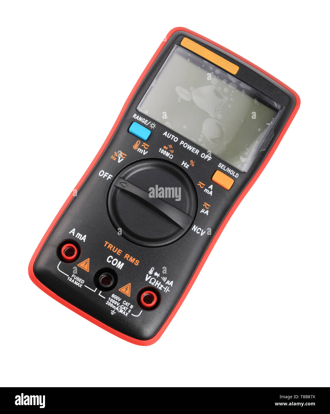 black digital multimeter isolated on white background at dry day Stock ...