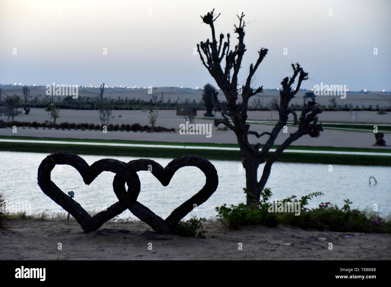 Love lake at Al Qudra, Manmade Lake at the Al Qudra Desert, Dubai ...