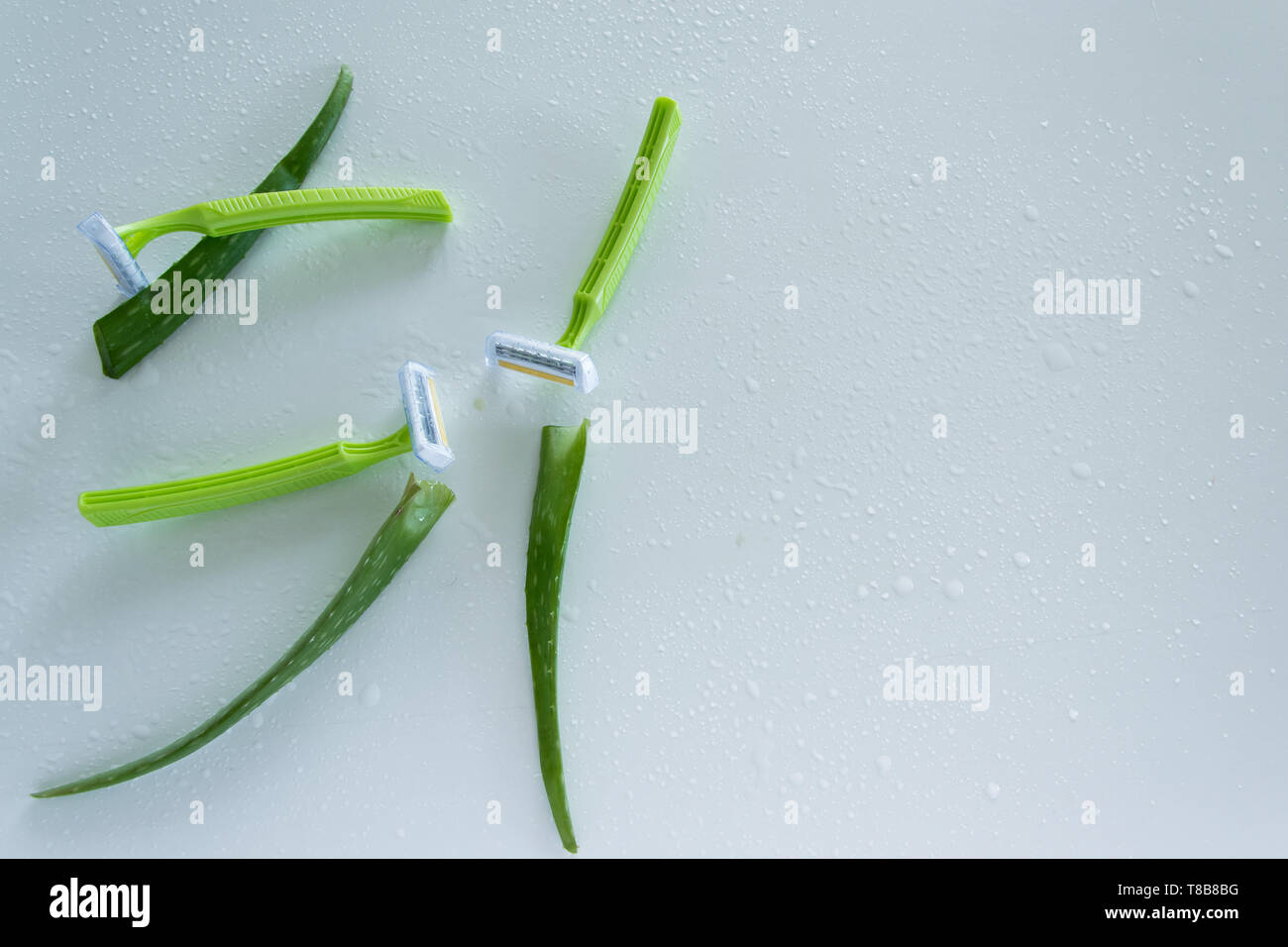 Shaving accessory for sensitive skin. Disposable razor with aloe vera ...