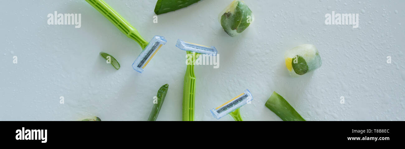 Shaving accessory for sensitive skin. Disposable razor with aloe vera ...