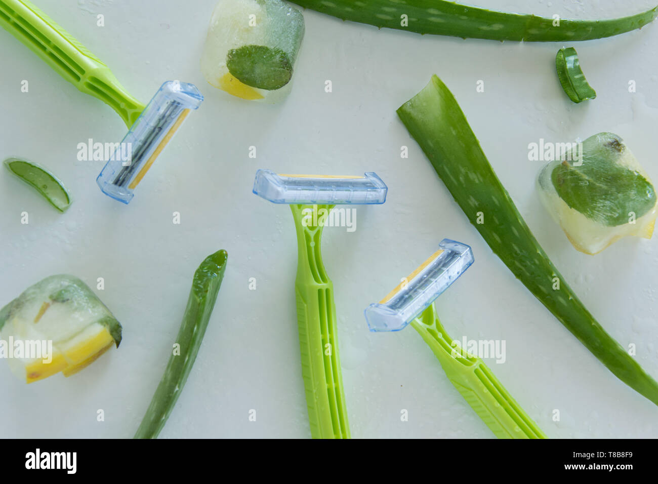 Shaving accessory for sensitive skin. Disposable razor with aloe vera ...