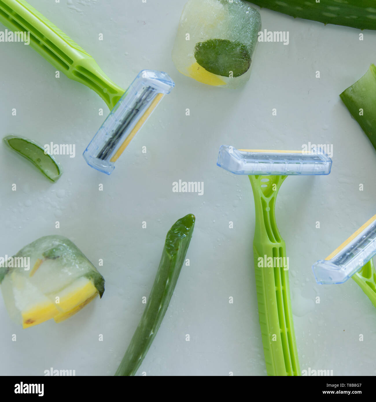 Shaving accessory for sensitive skin. Disposable razor with aloe vera ...