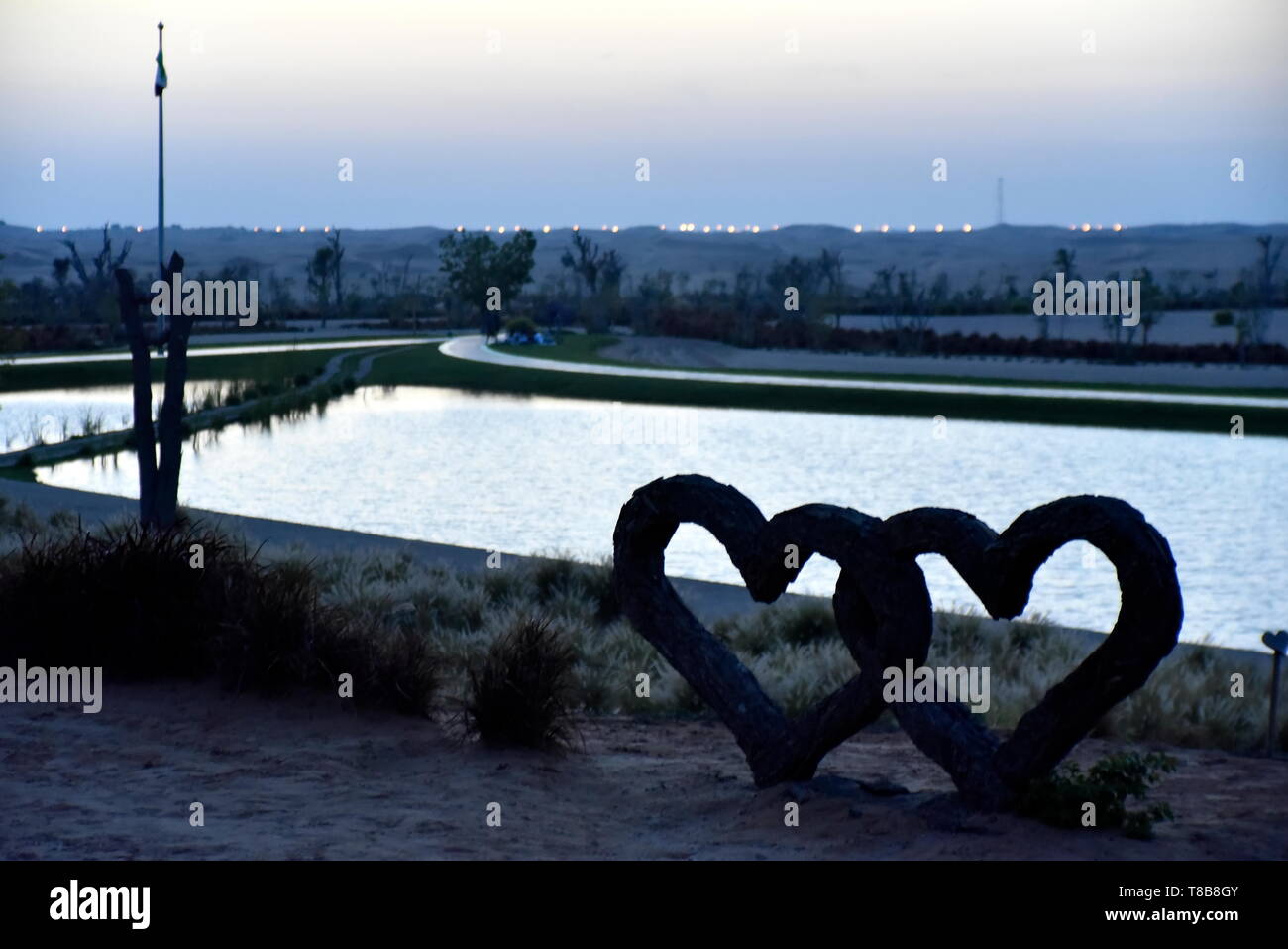 Love lake at Al Qudra, Manmade Lake at the Al Qudra Desert, Dubai ...