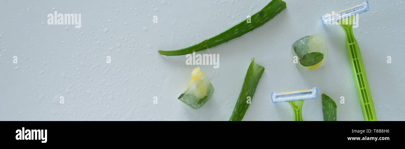 Shaving accessory for sensitive skin. Disposable razor with aloe vera ...