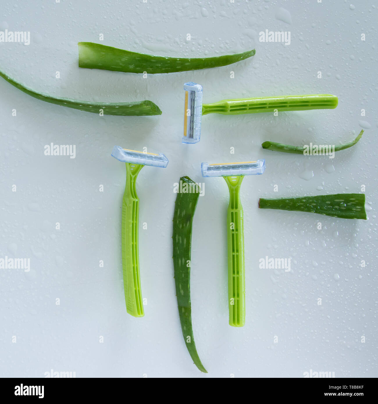 Shaving accessory for sensitive skin. Disposable razor with aloe vera ...