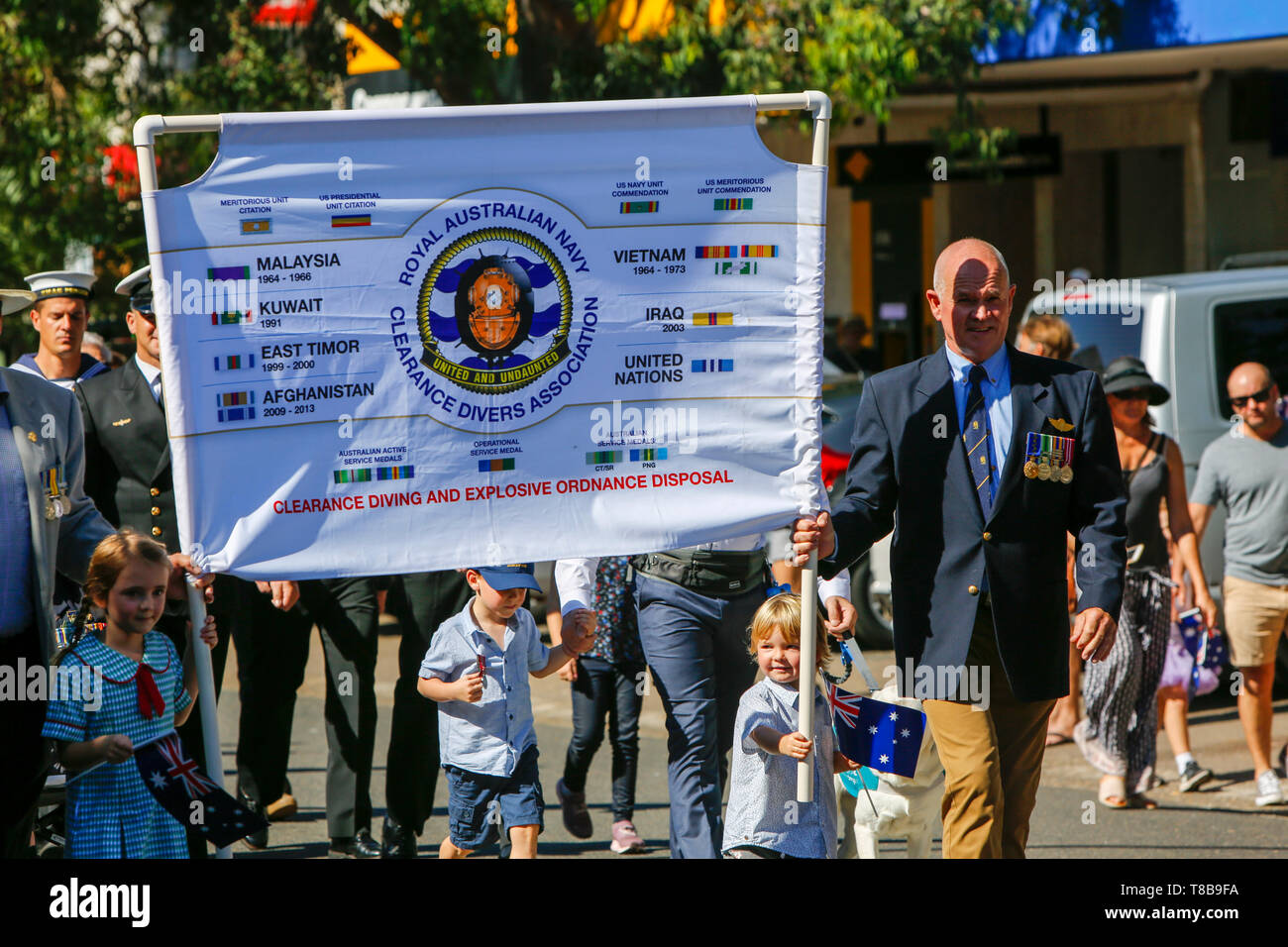 Australia ANZAC Day march with members of the Royal Australian navy and ...