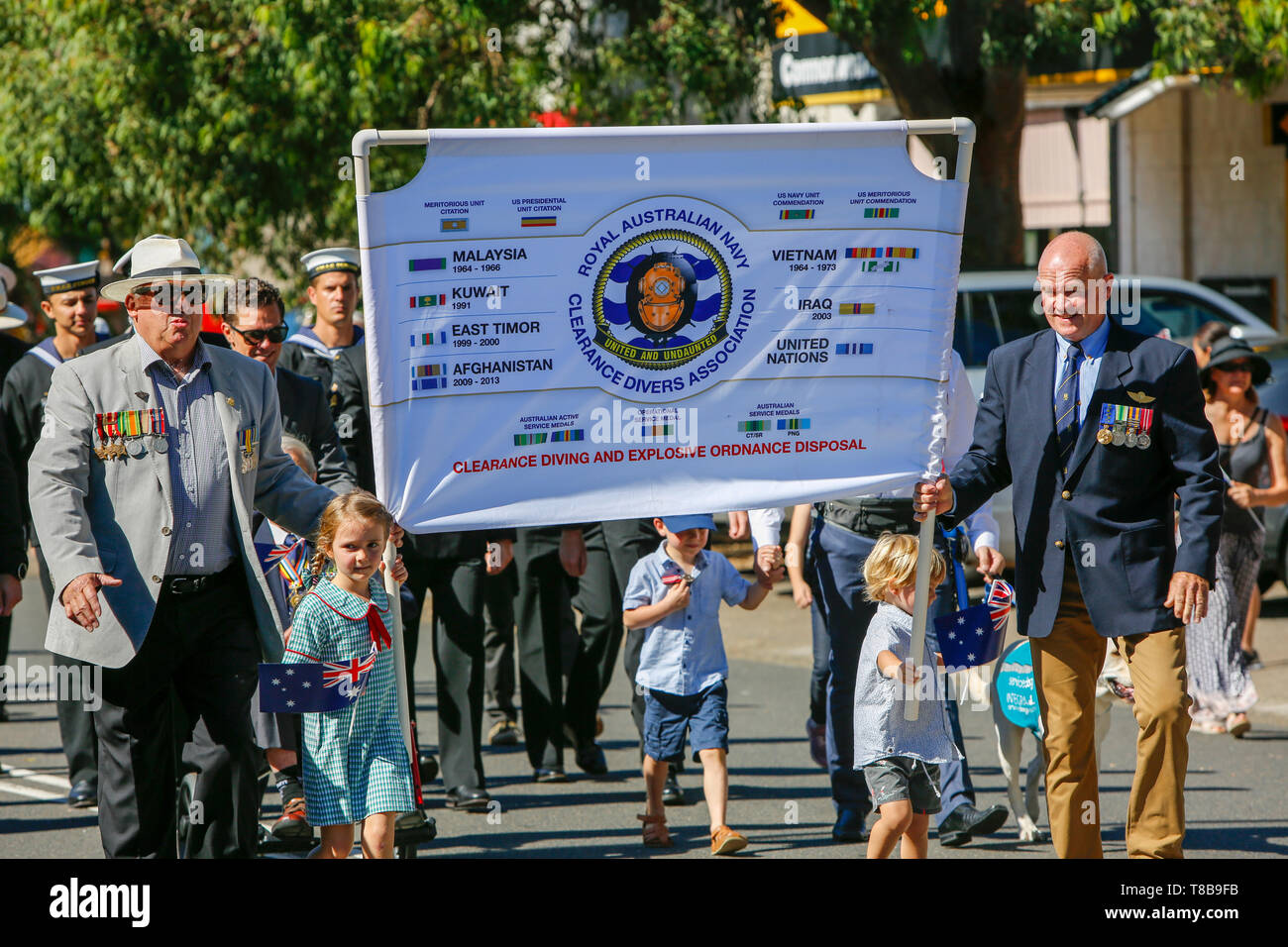 Australia ANZAC Day march with members of the Royal Australian navy and ...