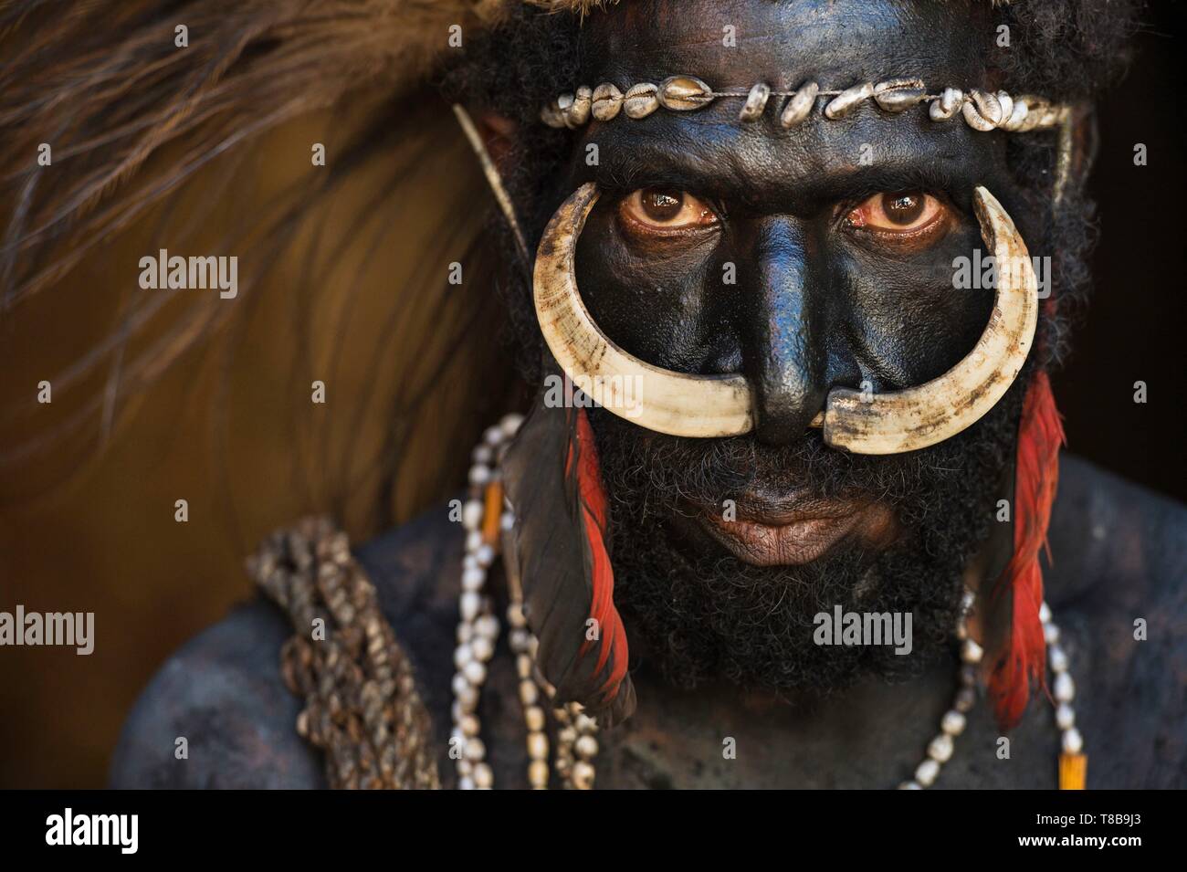 Papua New Guinea, Enga Province, Ewa tribe, Wabag region, dancers ...