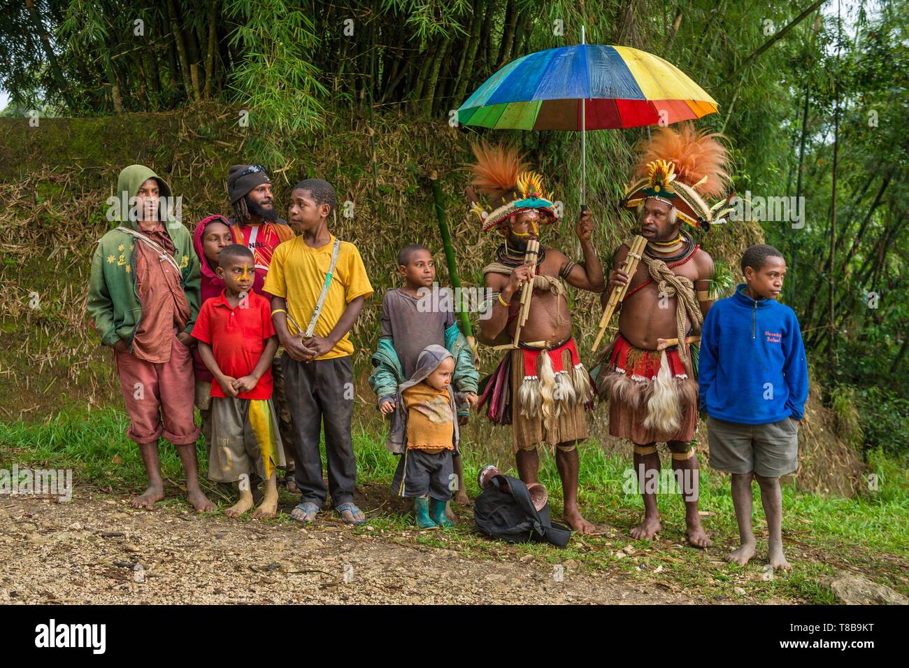 Papua New Guinea, Hela province, Huli tribe, Tari area, Kobe Tumbiali ...