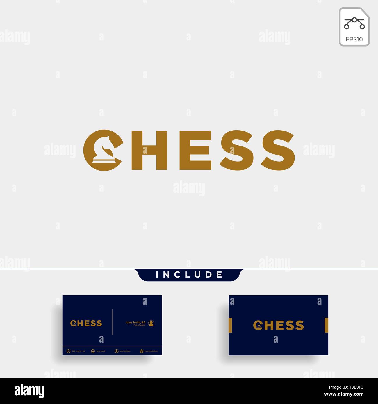chess logo type vector design illustration, typography logo for chess ...