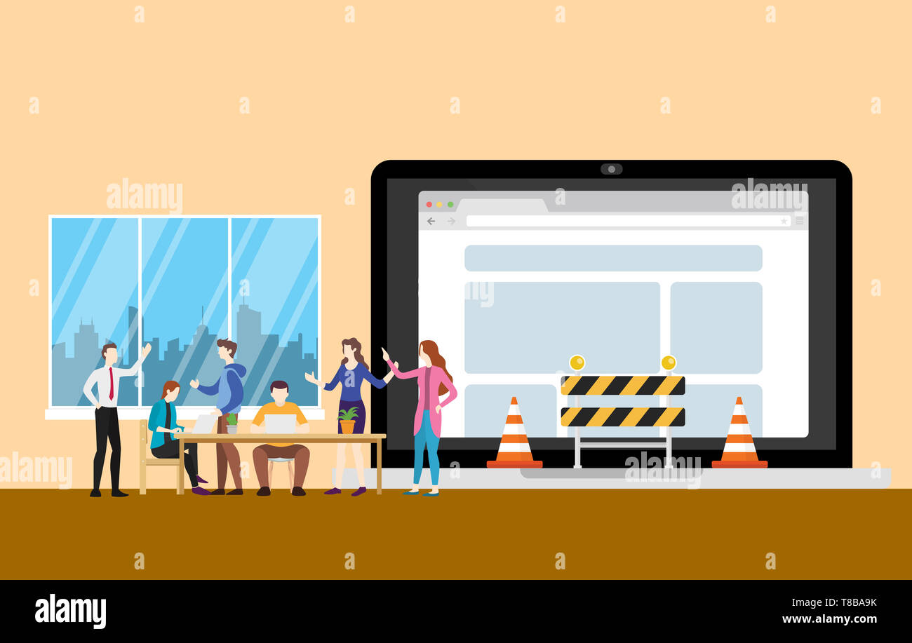 website underconstruction concept with team people working on ...