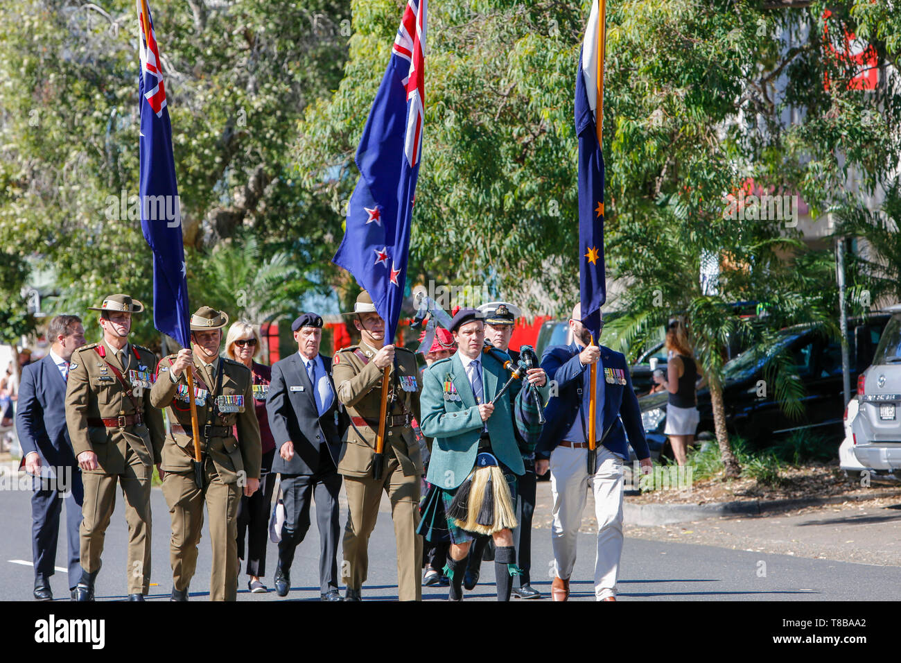 Australian military march parade for remembrance on ANZAC Day in Sydney ...