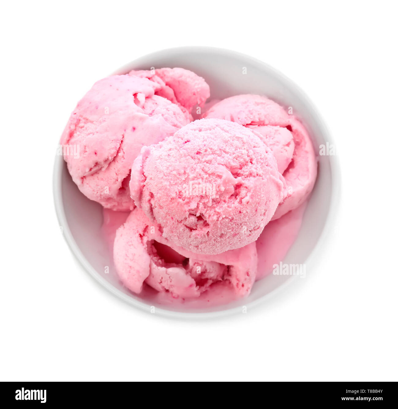 Bowl with delicious raspberry ice-cream on white background Stock Photo ...