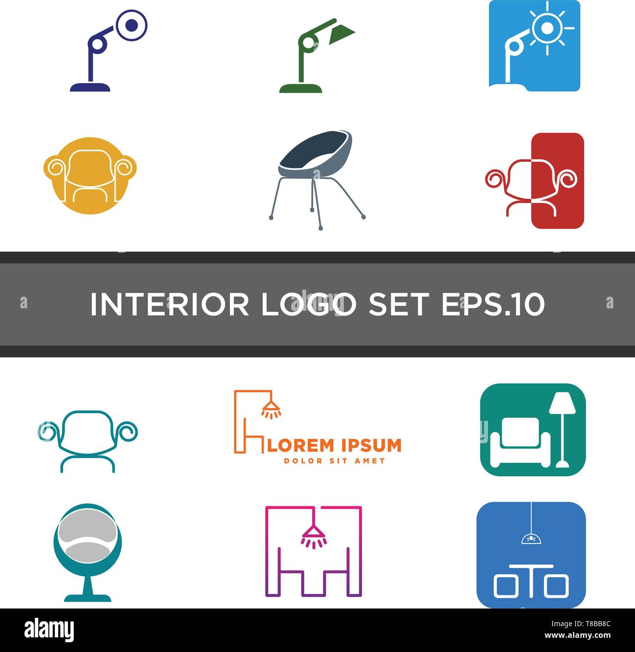 interior light logo design with line style vector illustration Stock ...