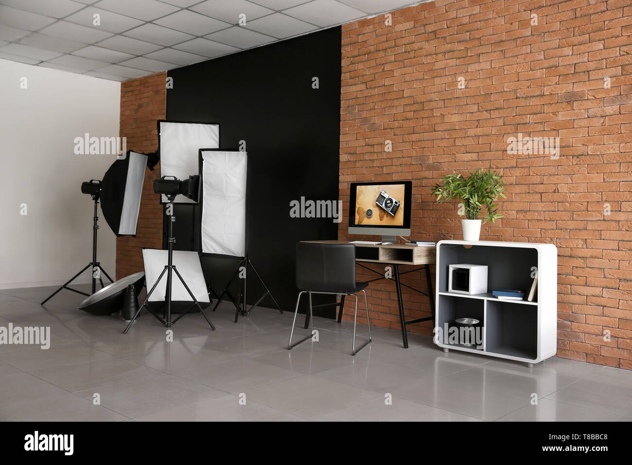Interior of photo studio with professional equipment Stock Photo - Alamy
