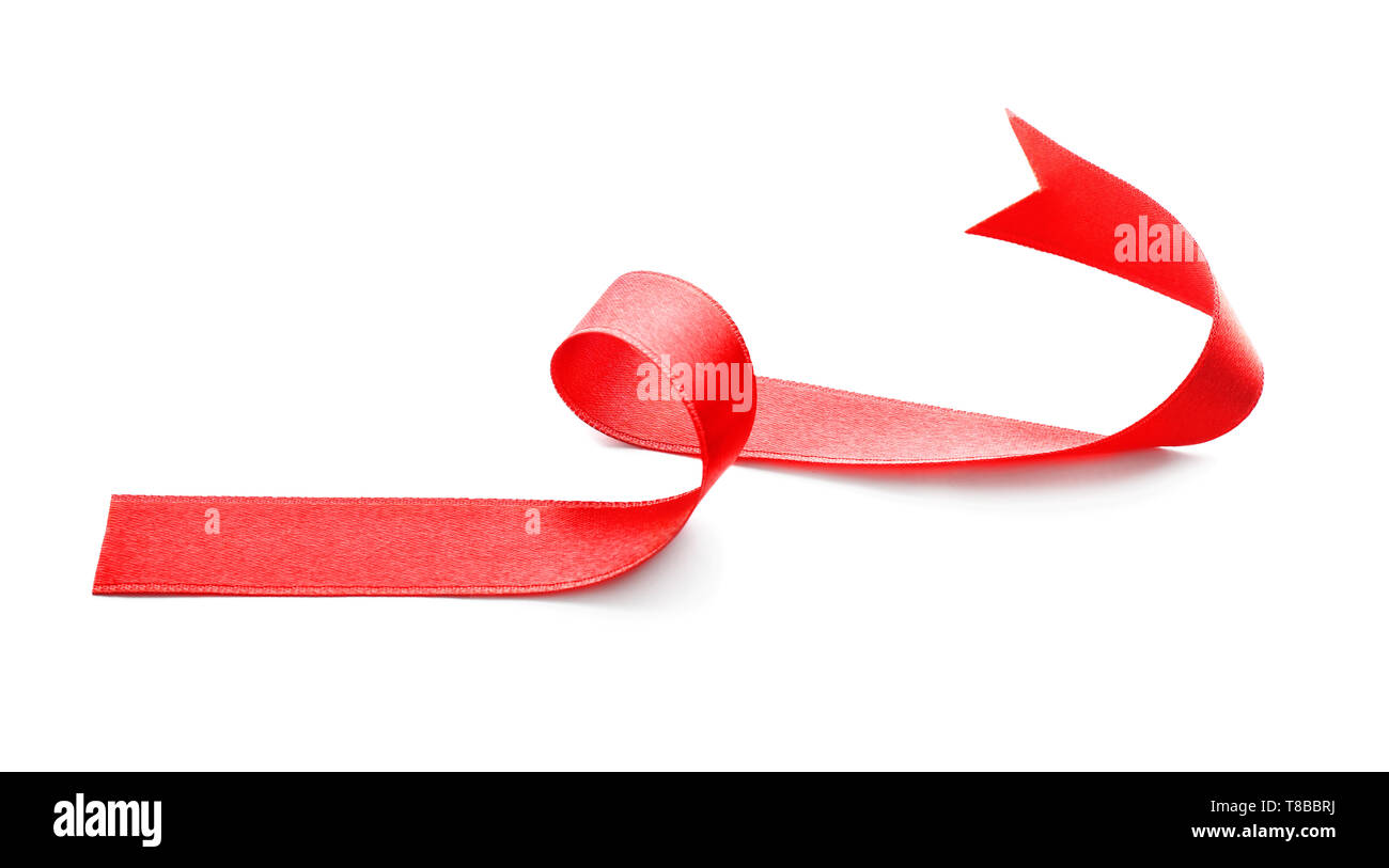 Red ribbon on white background Stock Photo - Alamy