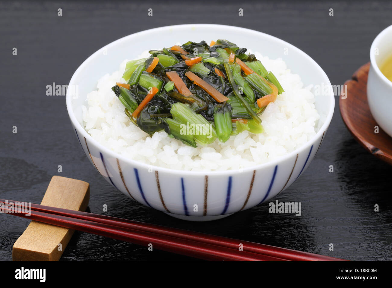 Japanese cooked rice with pickled nozawana vegetable Stock Photo - Alamy